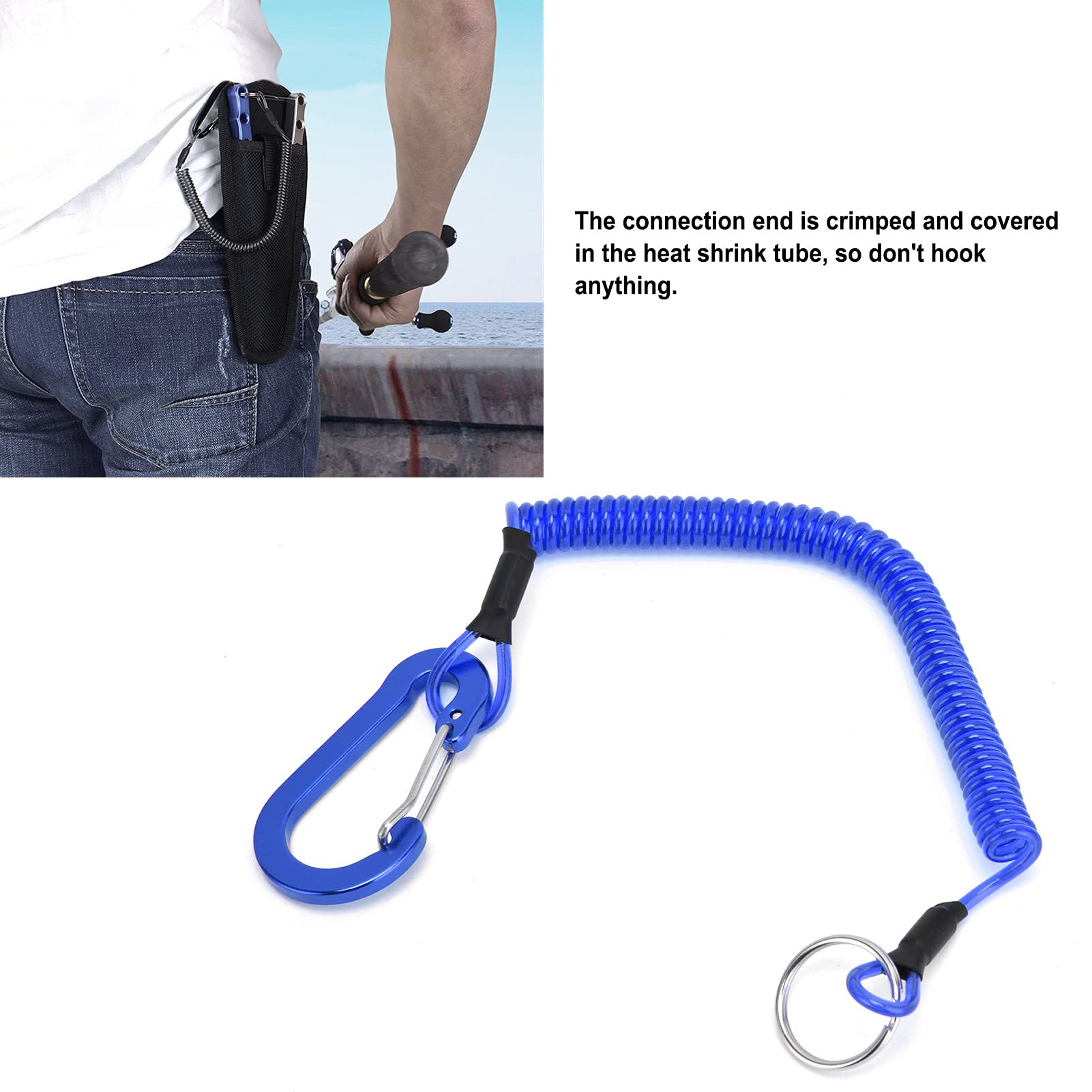 Fishing Lanyards, TPU Coating Material Spring Coil Keychain Practical Elastic for Offices for Homes for Workshops for Shopping Malls(blue)