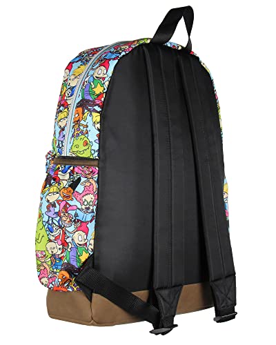 INTIMO Nickelodeon '90s Cartoon Rugrats Ren and Stimpy School Travel Backpack With Faux Leather Bottom