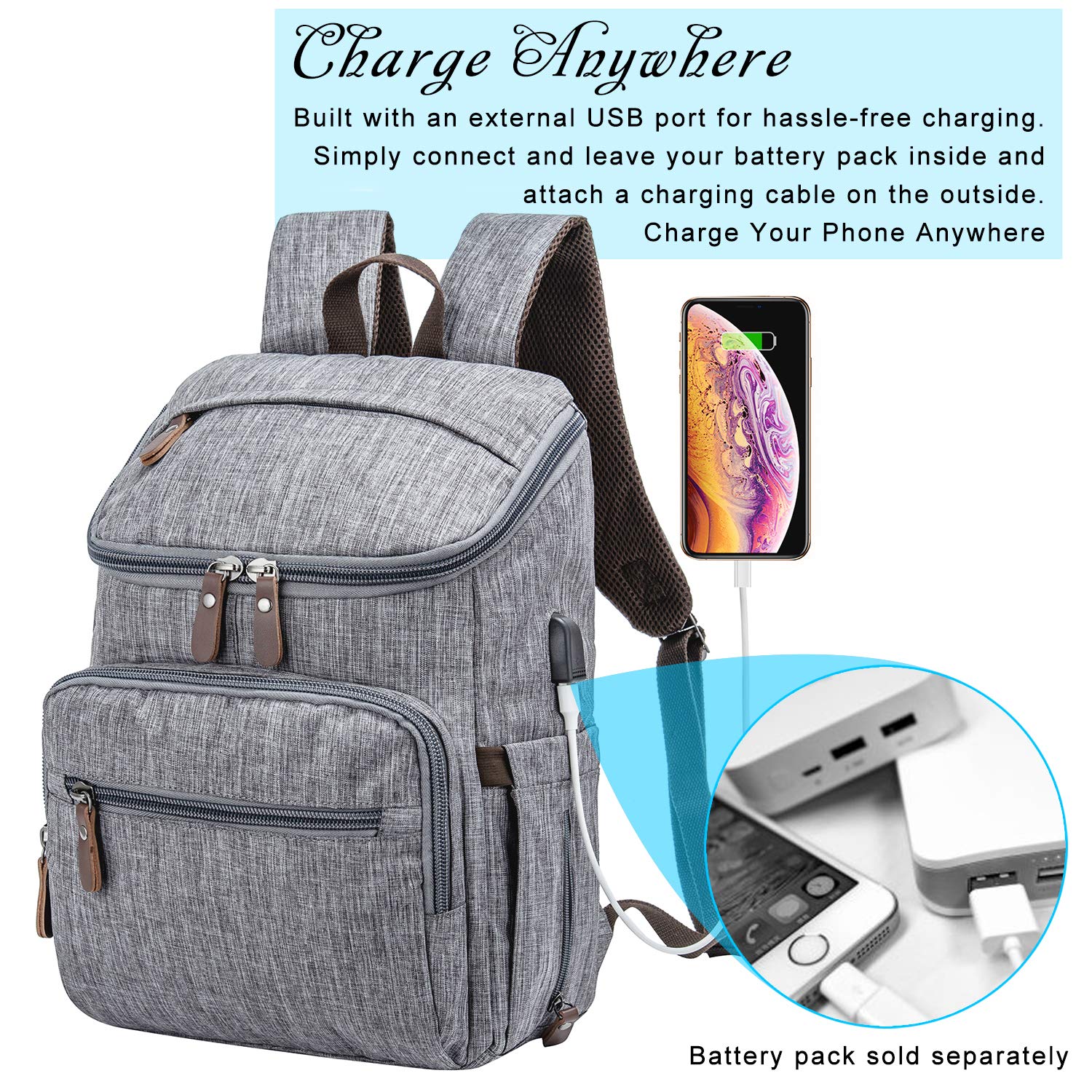 Diaper Bag Backpack, Large Unisex Baby Bags with Insulated Pockets & Changing Pad, Multi-Function Travel Back Pack Maternity Changing Bags (Grey)