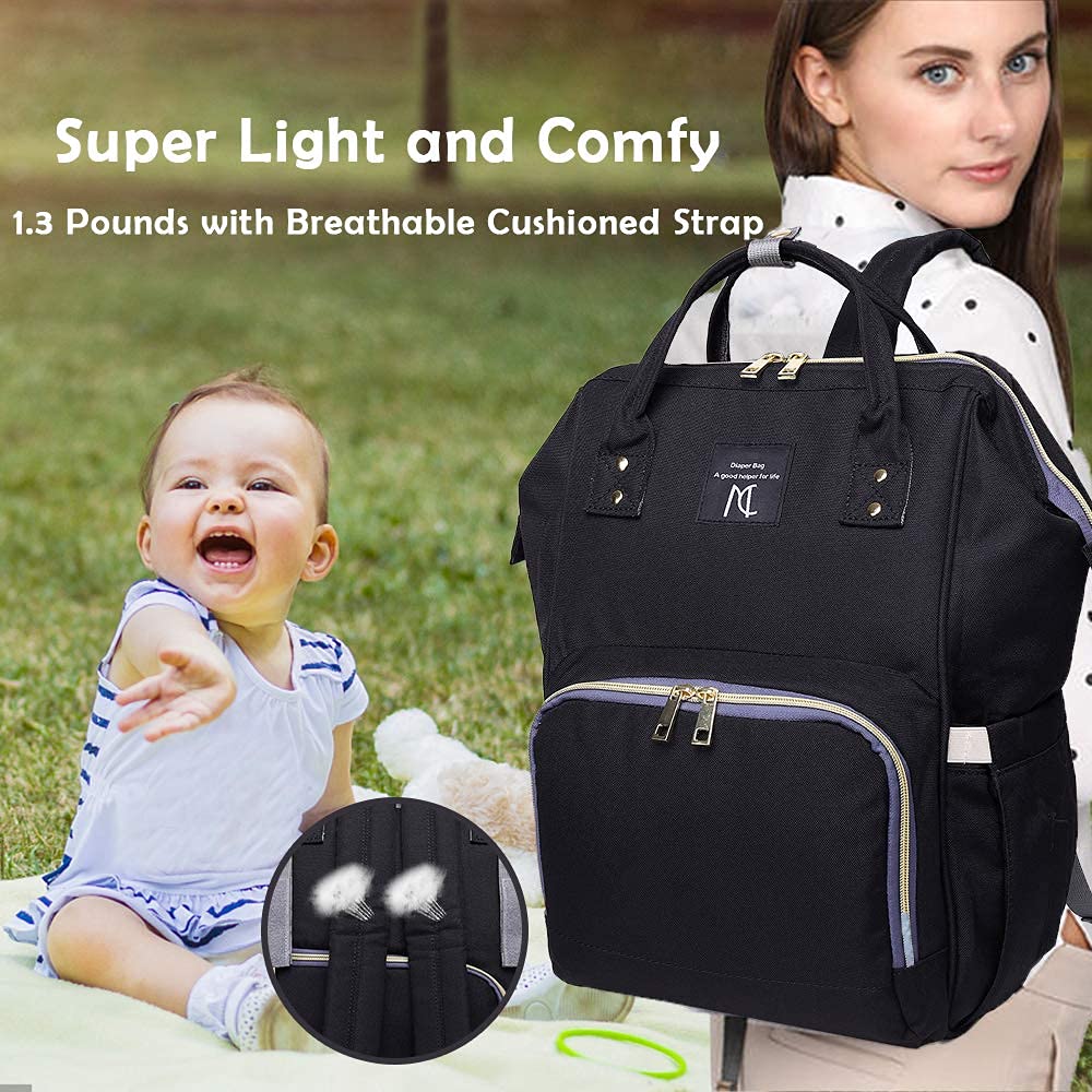 Diaper Bag Backpack, Multifunction Waterproof Travel Back Pack Maternity Baby Nappy Changing Bags Pink 25L