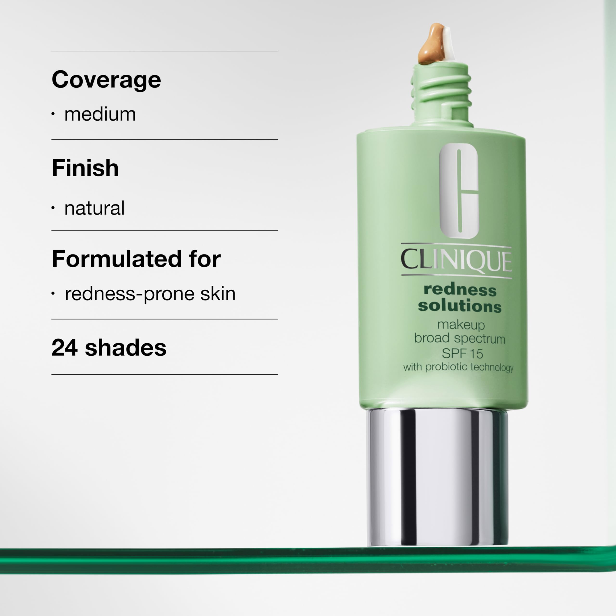 Clinique Redness Solutions Face Makeup Broad Spectrum SPF 15 with Probiotic Technology, Calming Neutral