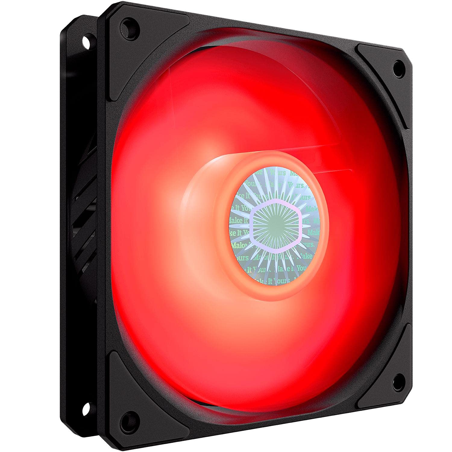 Cooler Master SickleFlow 120 V2 Red Led Square Frame Fan, Air Balance Curve Blade, Sealed Bearing, 120mm PWM Control for Computer Case & Liquid Radiator