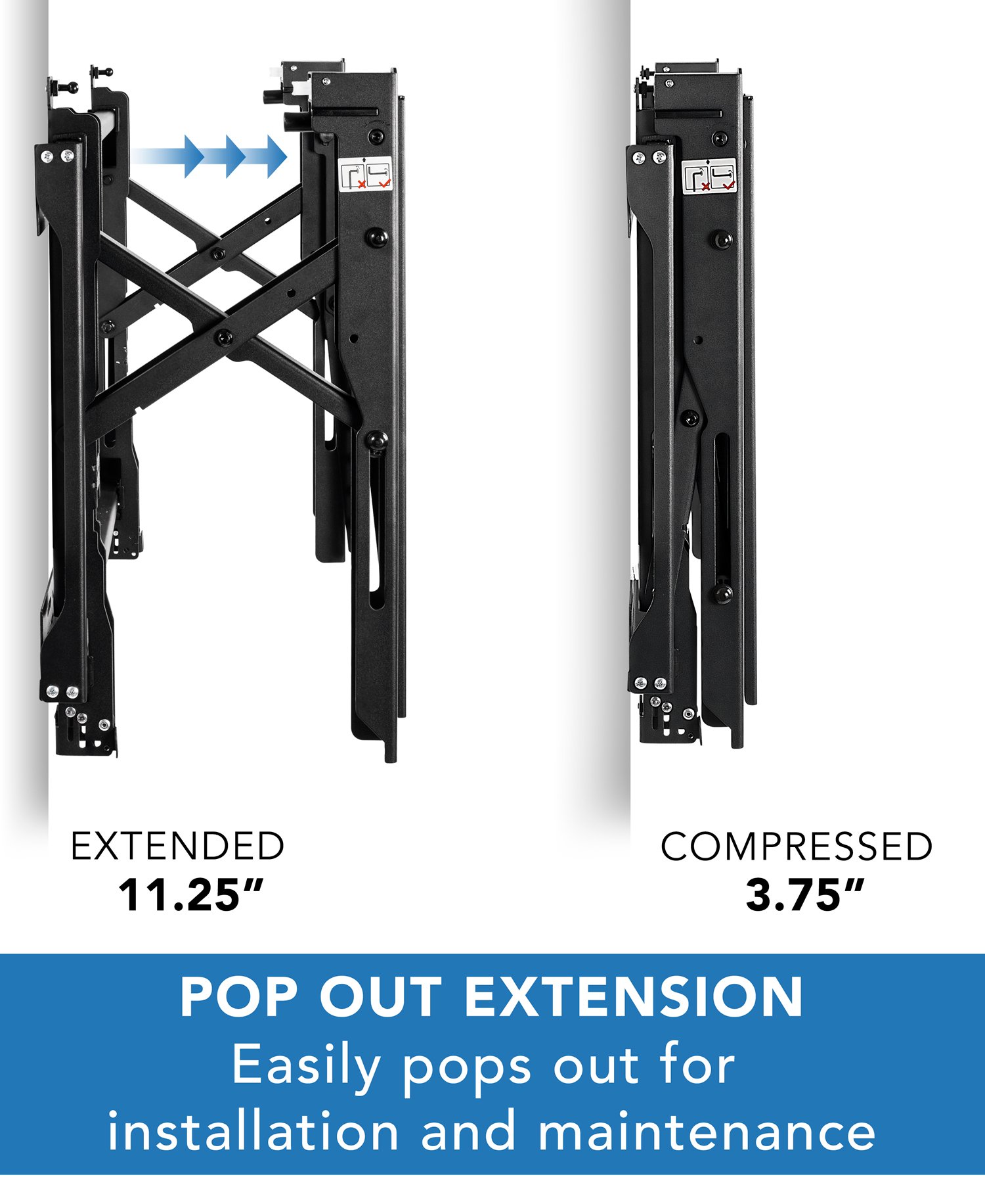 Mount-It! Pop Out Video Wall Mount, Digital Signage TV Menu Board Mount for 32 to 70" TVs, Up to VESA 600x400, Commercial Grade 154 Lbs Capacity