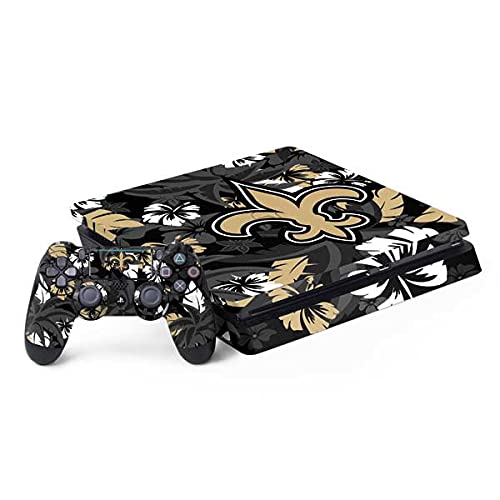 Skinit Decal Gaming Skin Compatible with PS4 Slim Bundle - Officially Licensed NFL New Orleans Saints Tropical Print Design