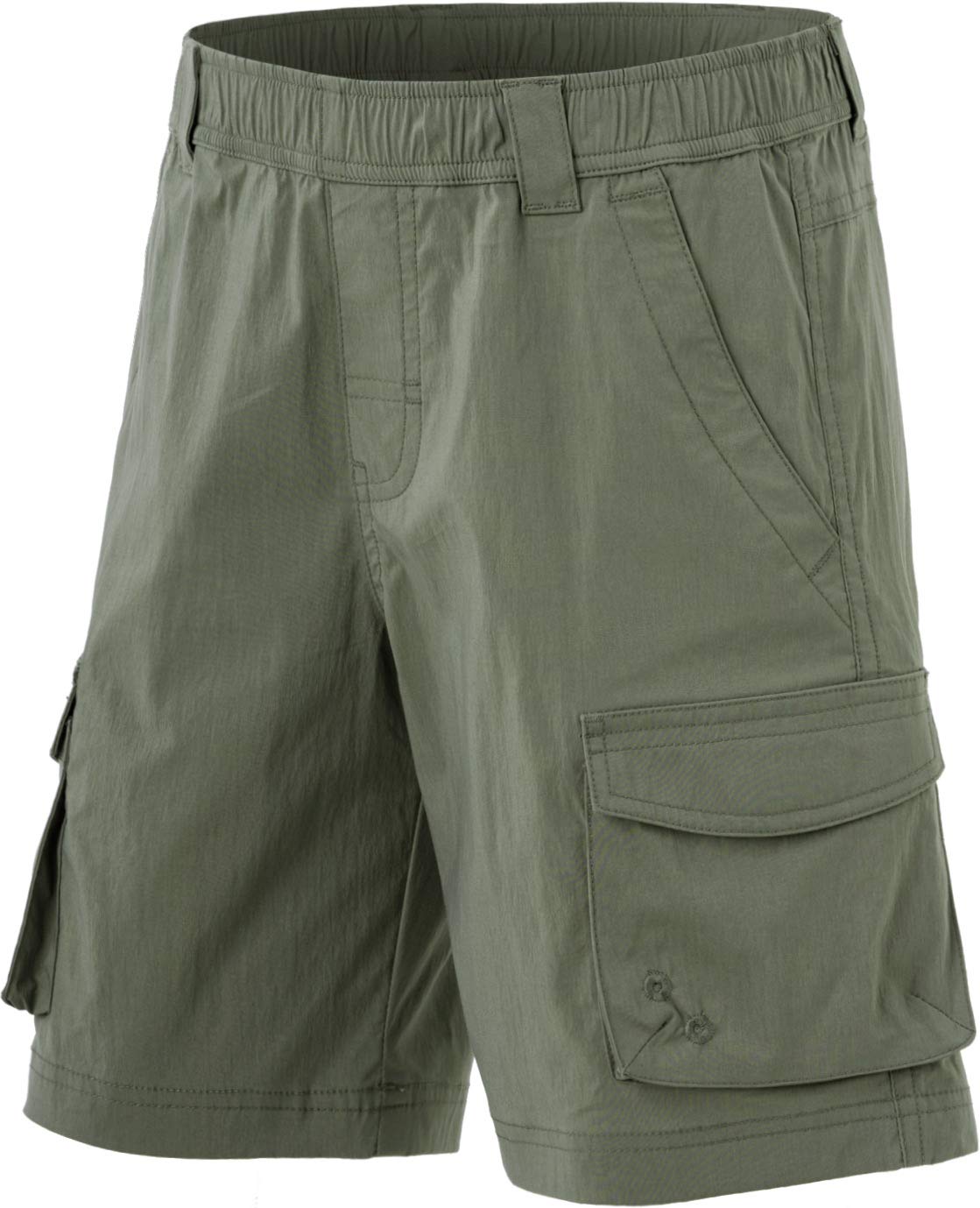 CQR Kids Youth Pull on Cargo Shorts, Outdoor Camping Hiking Shorts, Lightweight Elastic Waist Athletic Short with Pockets, Driflex Shorts Olive, Large