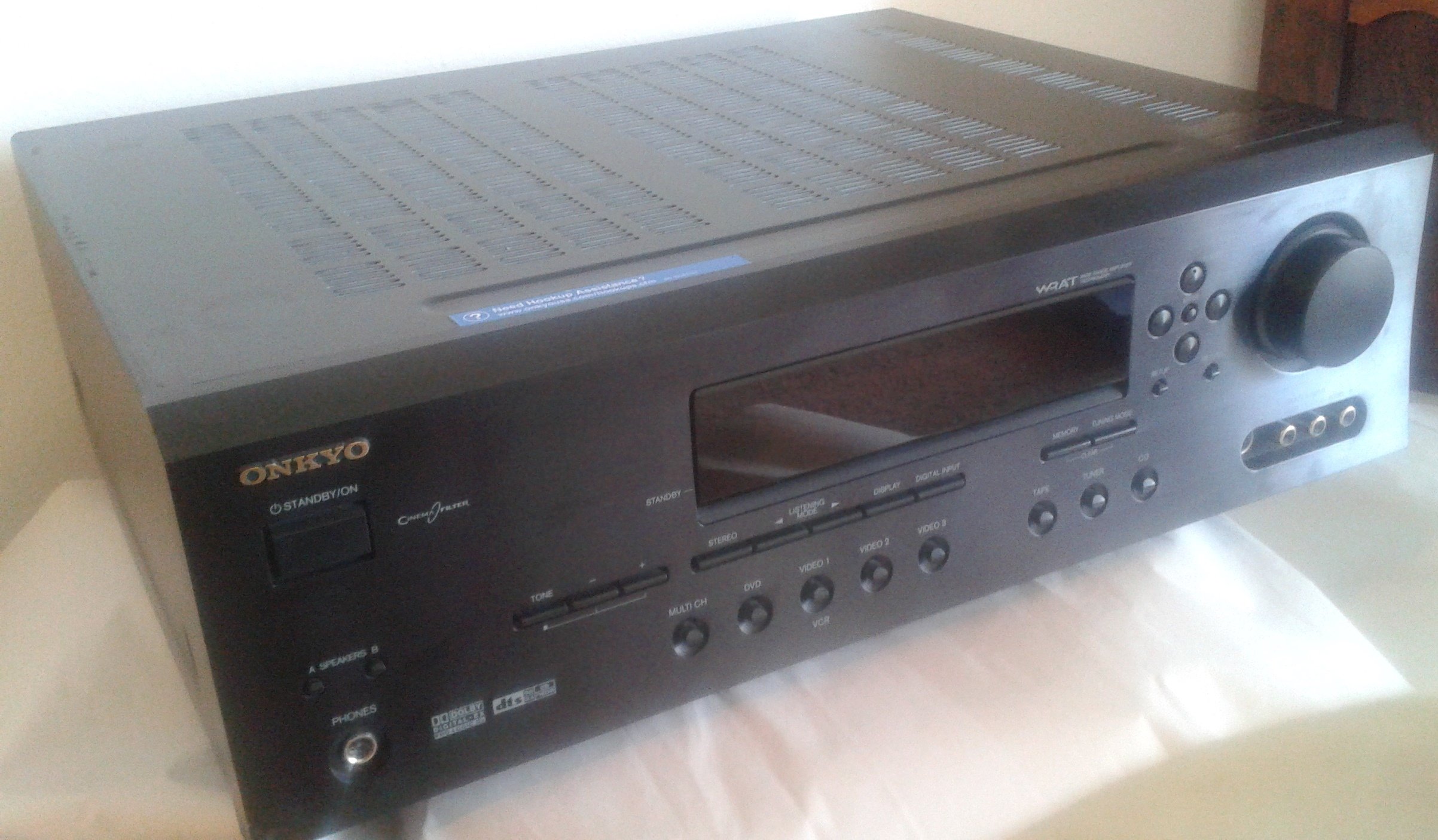 Onkyo HT-R520 WRAT Wide Range Amplifier Technology 6.1 Channel AV Audio Video Stereo/Home Theatre Receiver Complete with Remote, AV Cables and PDF Online Digital Instruction Manual