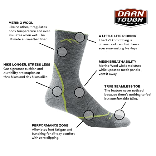 Darn Tough (Style 1972) Men's Light Hiker Hike/Trek Sock - Gray, Medium
