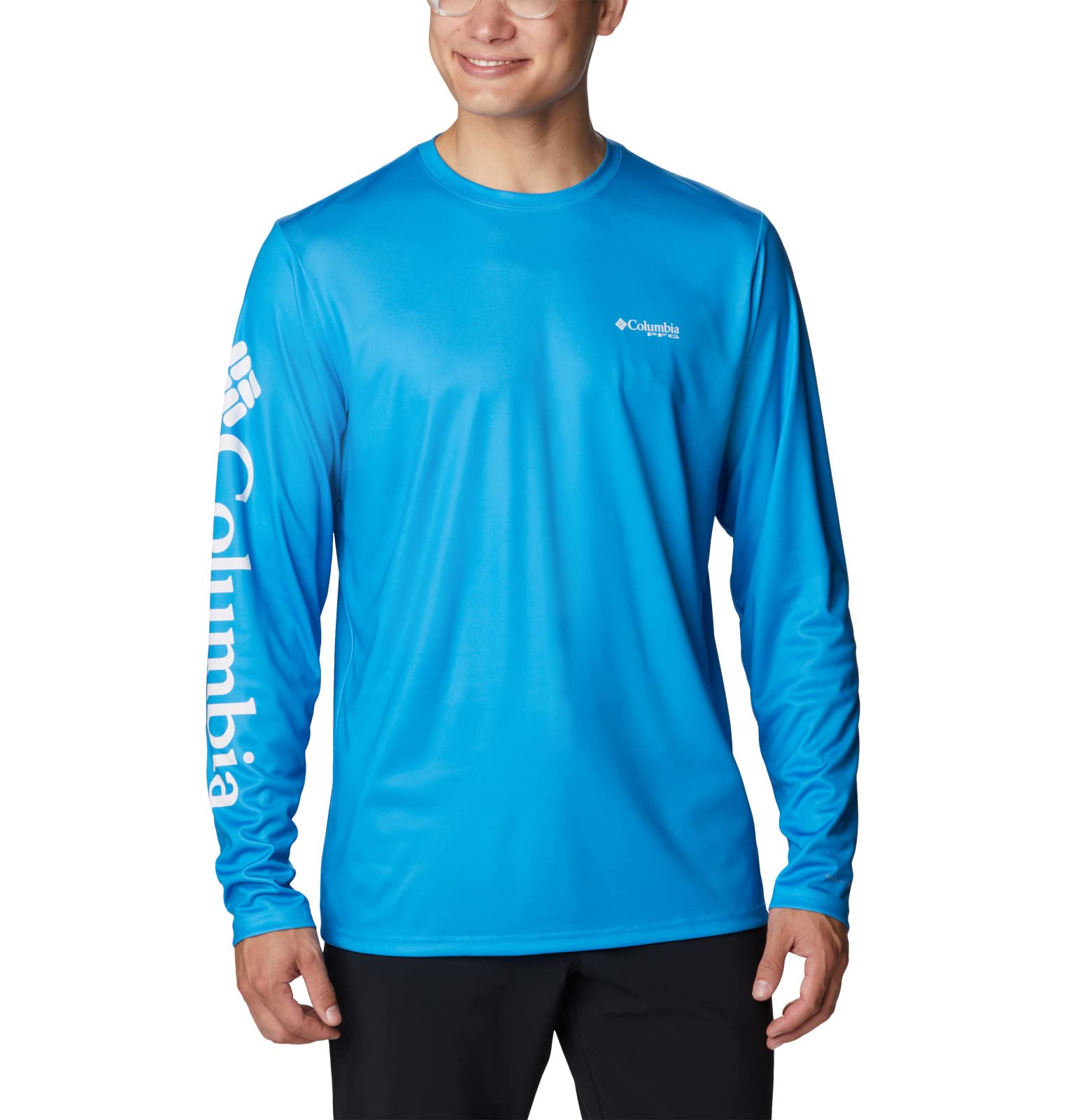 Columbia Men's Terminal Tackle PFG Carey Chen Long Sleeve, Compass Blue/Sailfish, X-Large