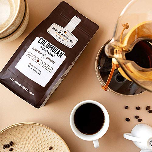 Fresh Roasted Coffee,100% Colombian Supremo, 5 lb (80 oz), Medium Roast, Kosher, Whole Bean