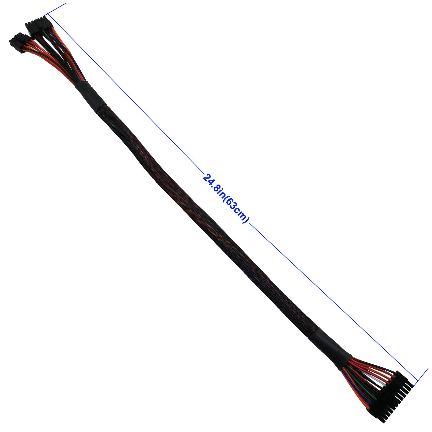 COMeap 24 Pin ATX Cable for Corsair AXI HXI Series PSUs, 14 Pin + 10 Pin to 24 Pin ATX PSU Power Adapter Sleeved 24.8-inch(63cm)