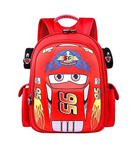 Minghai Kids Truck Car Backpack Waterproof Cartoon Comic Kindergarten Children Preprimary School Boys Backpack (red)