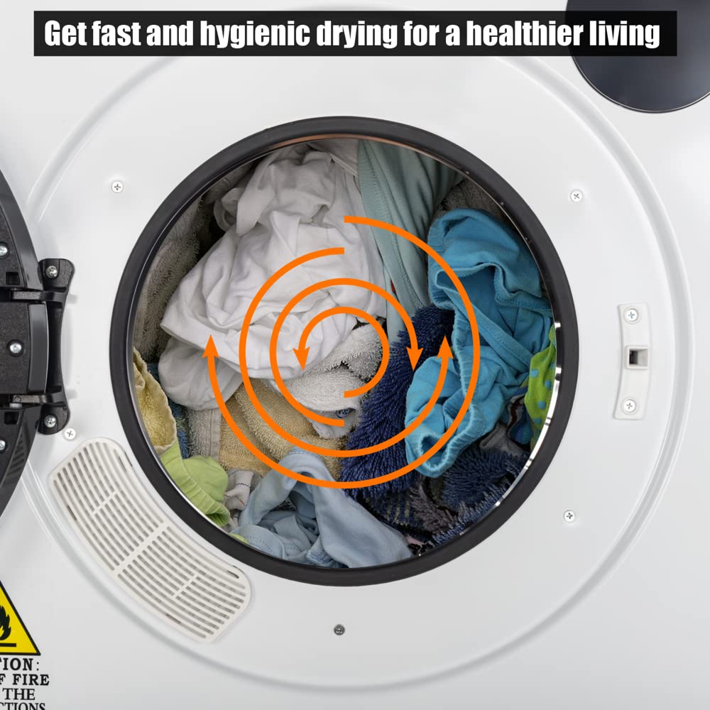 ROVSUN 13.2LBS Electric Compact Clothes Dryer, 3.22 Cu.Ft Portable Front Load Tumble Laundry Dryer w/Stainless Steel Tub, Easy Button Control, Ideal for Home, Apartment, Dorm, RVs, White