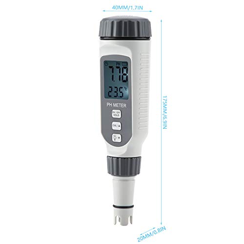Digital PH Meter, Professional PH & Temperature Meter Portable Water Quality Tester Acidimeter PH818 0-14 pH Measurement Smart Precise ans Sensor LCD Screen