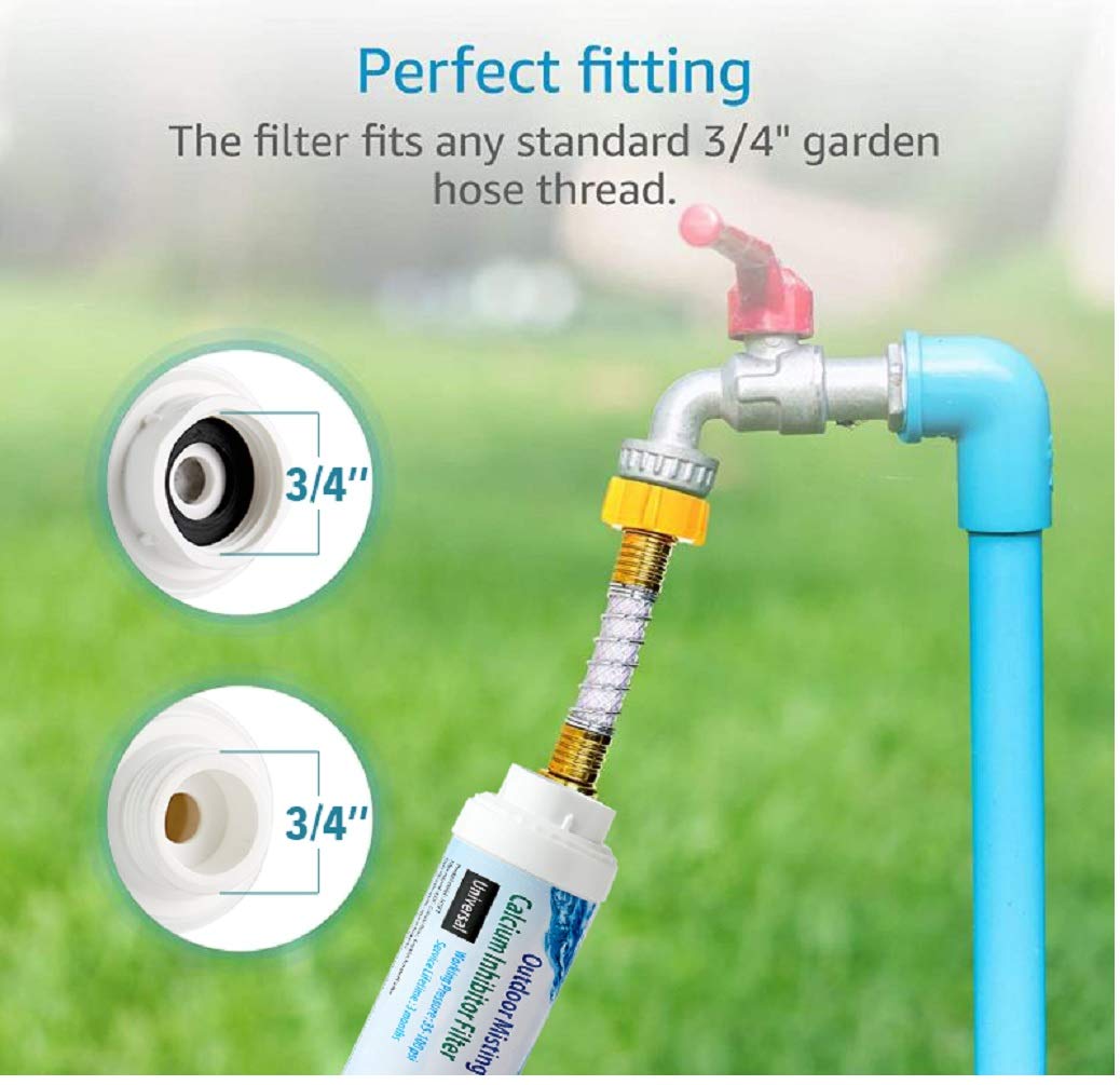 H&G lifestyles Misting System Calcium Inhibitor Filter for Patio Misters Inline Water Filter Effectively Reduce Hard Water Spots, Soften Water (Pack of 4)