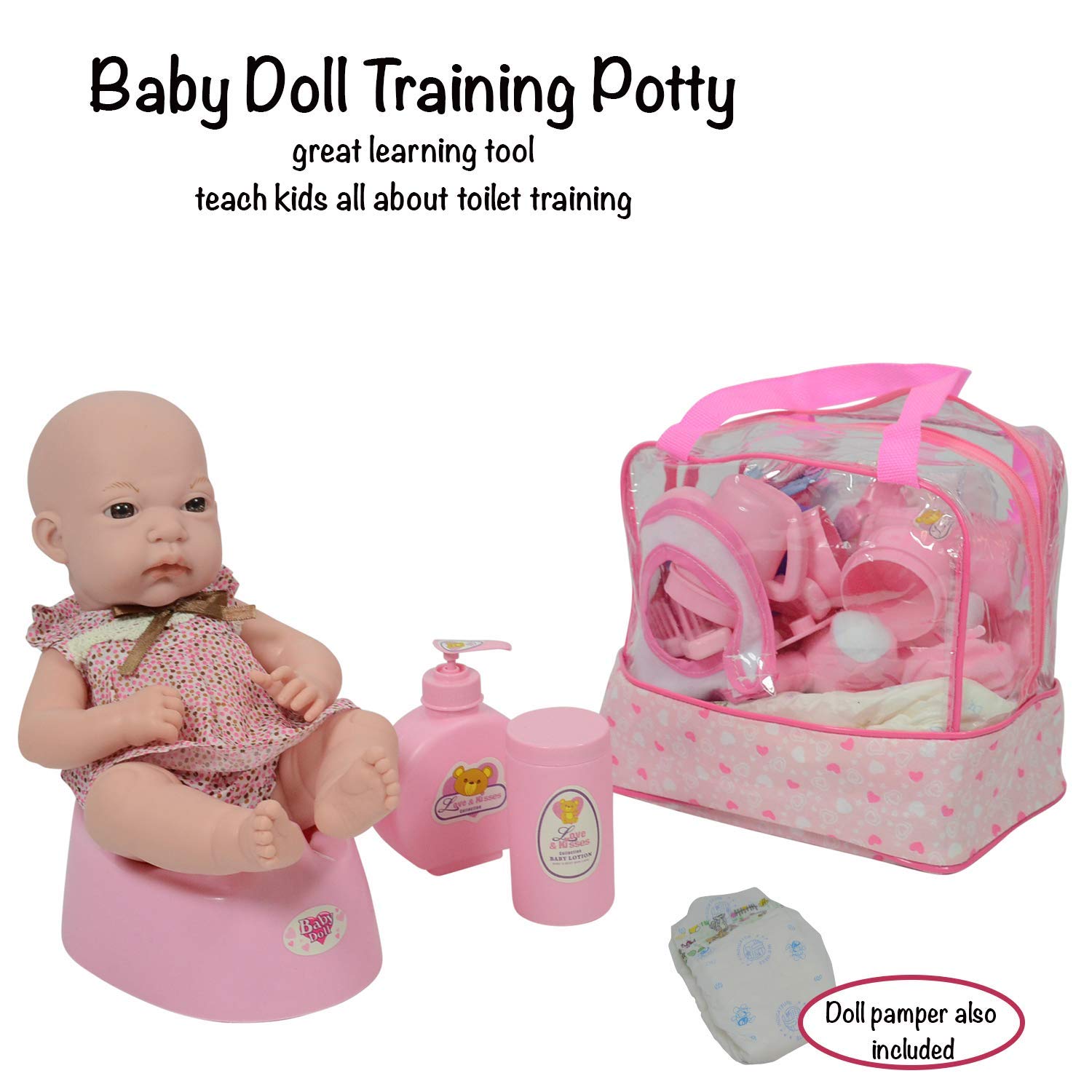 The New York Doll Collection Baby Doll Feeding & Caring Accessory Set in Zippered Carrying Case