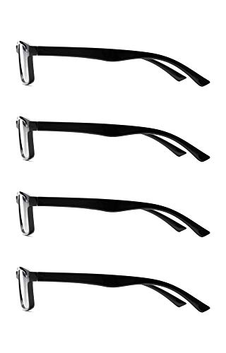 Readers Readers.com Fully Magnified Reading Glasses: The Cordon - 4 Pairs, Classic Rectangle for Women and Men - Black, 2.50