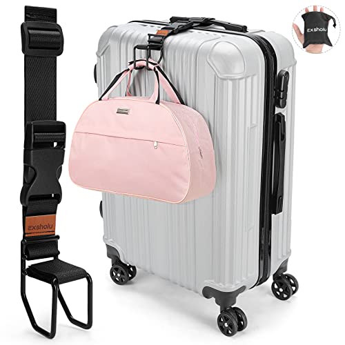 Luggage Hook Strap, J Hook Luggage Strap Flight Attendant with Hands Free, Adjustable Travel Luggage Straps for Add a Bag Hook (Black)