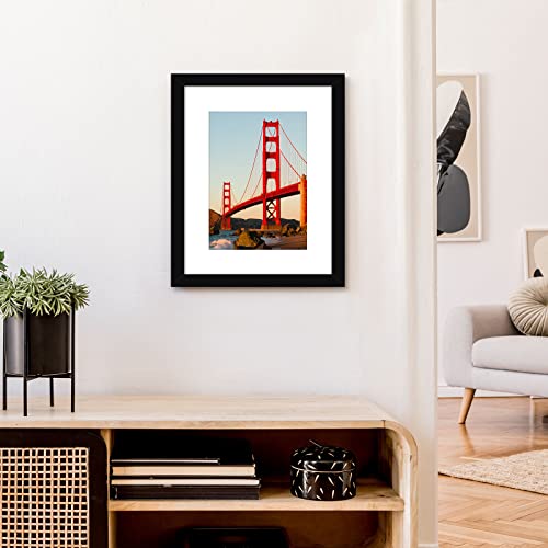 Rysent 8x10 Picture Frame, Display 5x7 with Mat or 8x10 Without Mat, Black Photo Frames for Wall Mounting or Table Top Display