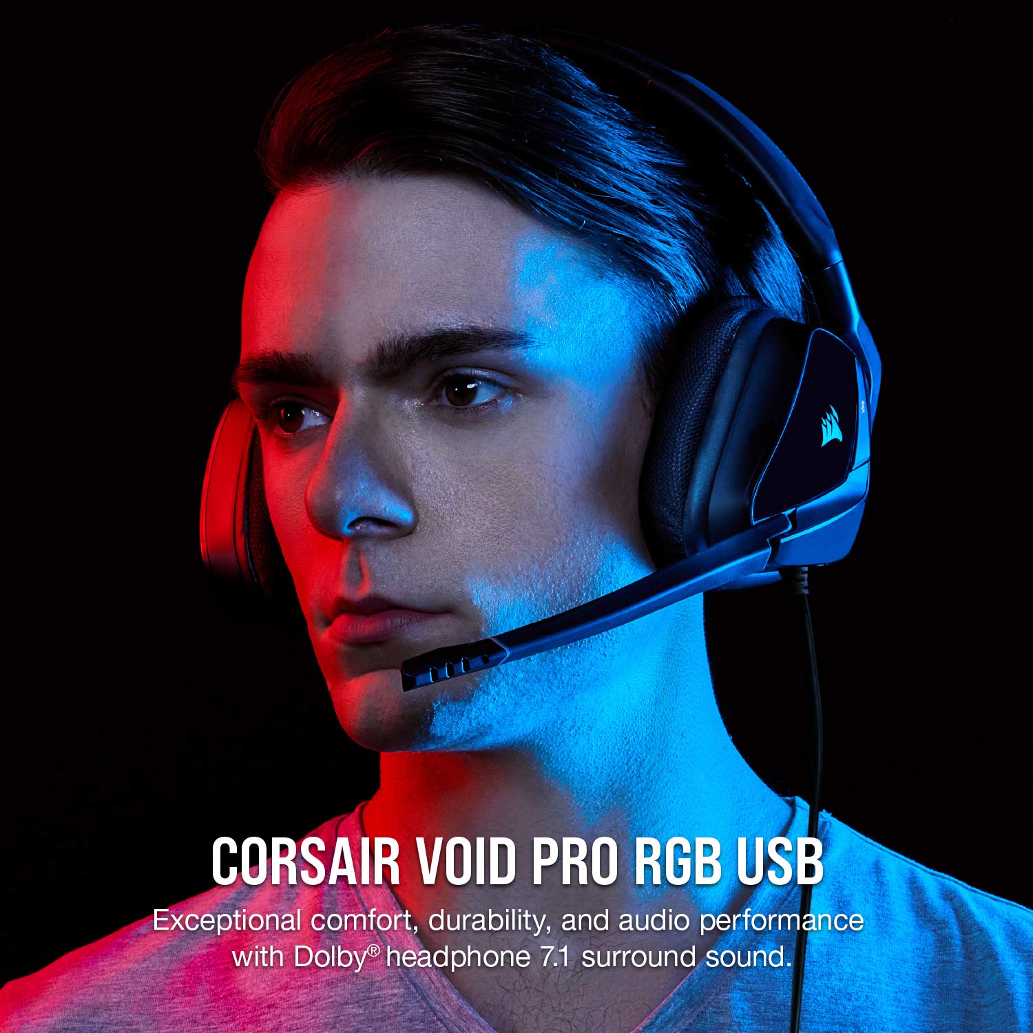 CORSAIR Void Pro RGB USB Gaming Headset - Dolby 7.1 Surround Sound Headphones for PC - Discord Certified - 50mm Drivers - Carbon