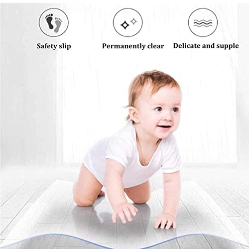 Clear PVC Desk Chair Mat 1mm Clear Vinyl Plastic Floor Runner Protector, Non Skid Transparent Hallway Entrance Doormat Kitchen Low Pile Carpet Protector Pad, Waterproof,50/80/90/100/120/140cm wide for