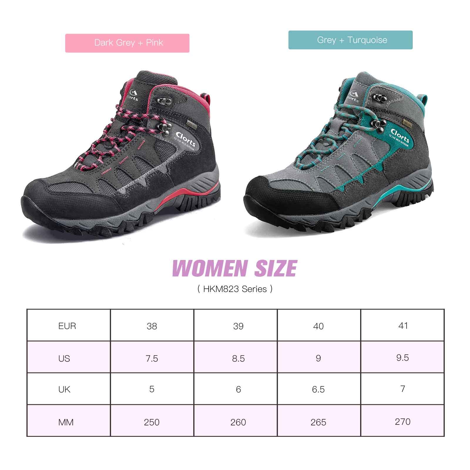 Clorts Women's Pioneer Hiking Boots Waterproof Suede Leather Lightweight Hiking Shoes Dark Grey/Pink US Women Size 9 Medium Width