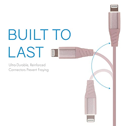 Realm Lightning Earbuds Apple MFi Certified Headphones, in-Ear Headphones with Lightning Connector, Built-in Microphone, Hands-Free Calling and Track Controls, Rose Gold, Pink, RLMA12RG