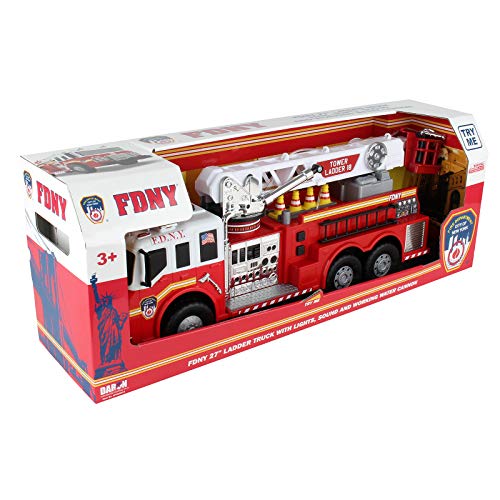 Daron FDNY 27' Ladder Truck with Lights, Sounds and Working Water Cannon 2019 New