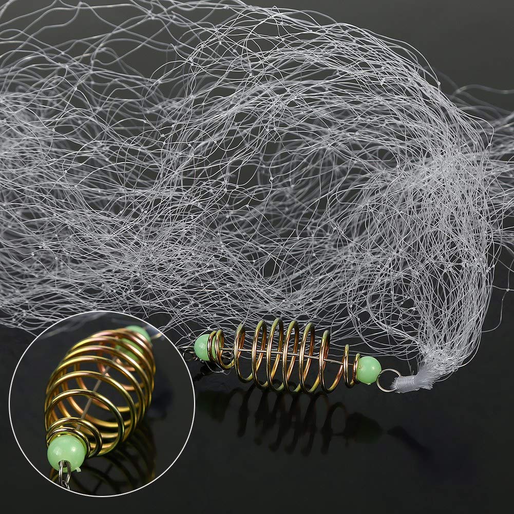 Fishing net Copper Spring,4pcs Fishing Net Trap Luminous Bead Copper Spring Shoal Netting Fishnet Tackle, Durable Copper Spring Fishing Net with Luminous Beads Accessories for Night Fishing