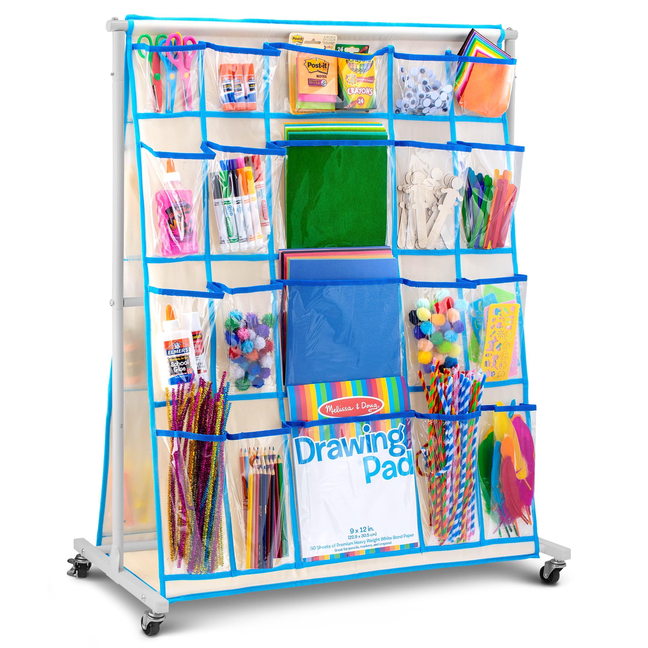 Craft Rolling Cart with Wheels - 40 Storage Pockets - Portable Organizer for Arts & Craft Supplies