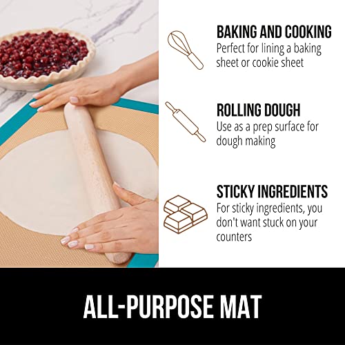 Gorilla Grip Non Stick Silicone Baking Mat Sheet, 2 Pack, Reusable Cookie Sheets Liner, Heat Resistant, No Oil Greasing Needed, Kitchen Oven Essentials, Food Grade and BPA Free, Half Sheet, Turquoise