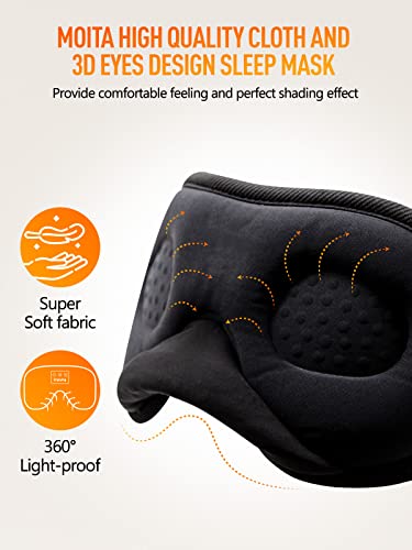 Sleep Headphones Bluetooth Headband, MOITA Sleep Eye Mask for Sleeping, Wireless Sleep Headphones, Cozy Band with Speakers Bluetooth Earphones, Gift for Side Sleeper, Travel, Meditation, Insomnia