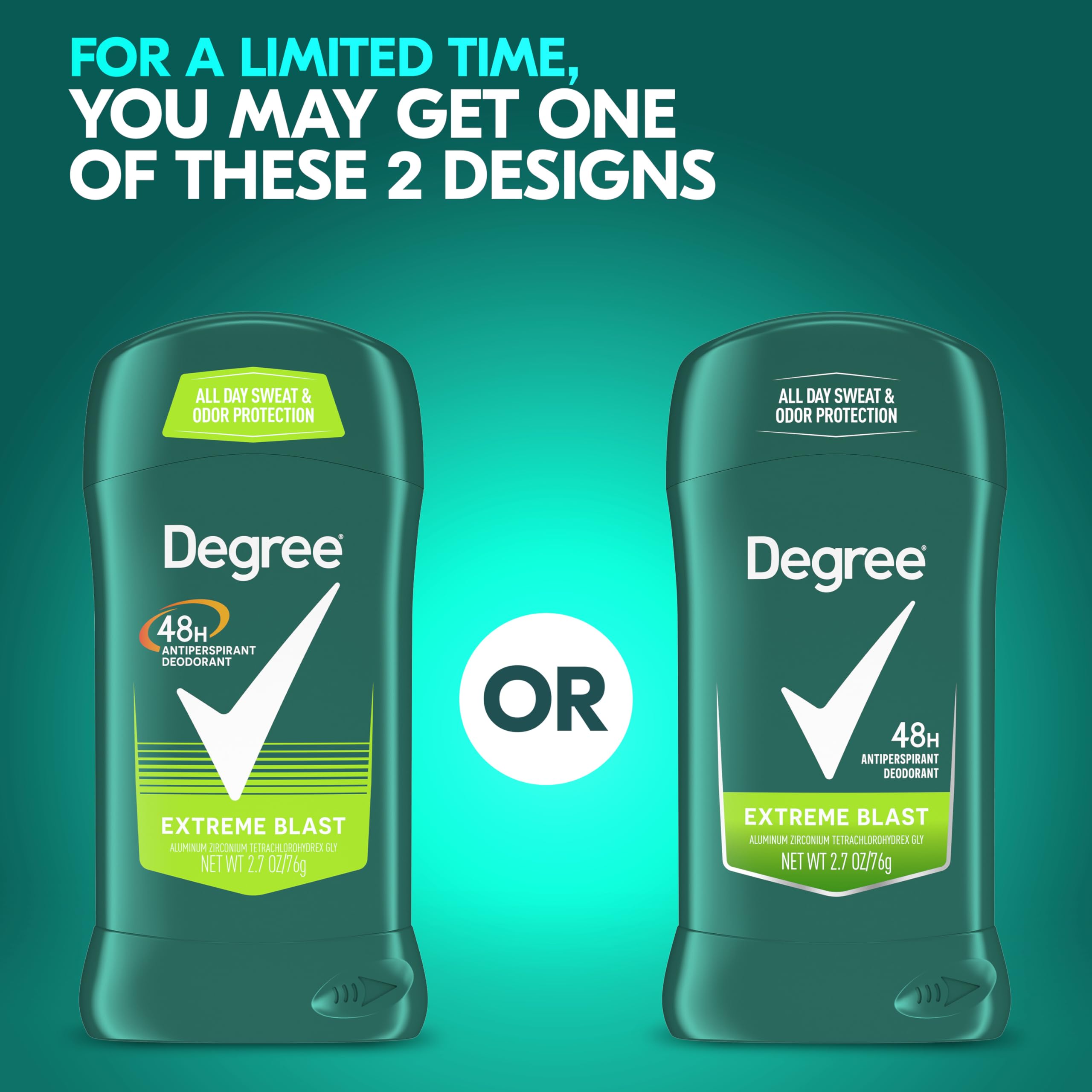 Degree Men Original Protection Antiperspirant Deodorant Extreme Blast Pack of 6 48-Hour Sweat and Odor Protection Antiperspirant For Men 2.7 oz