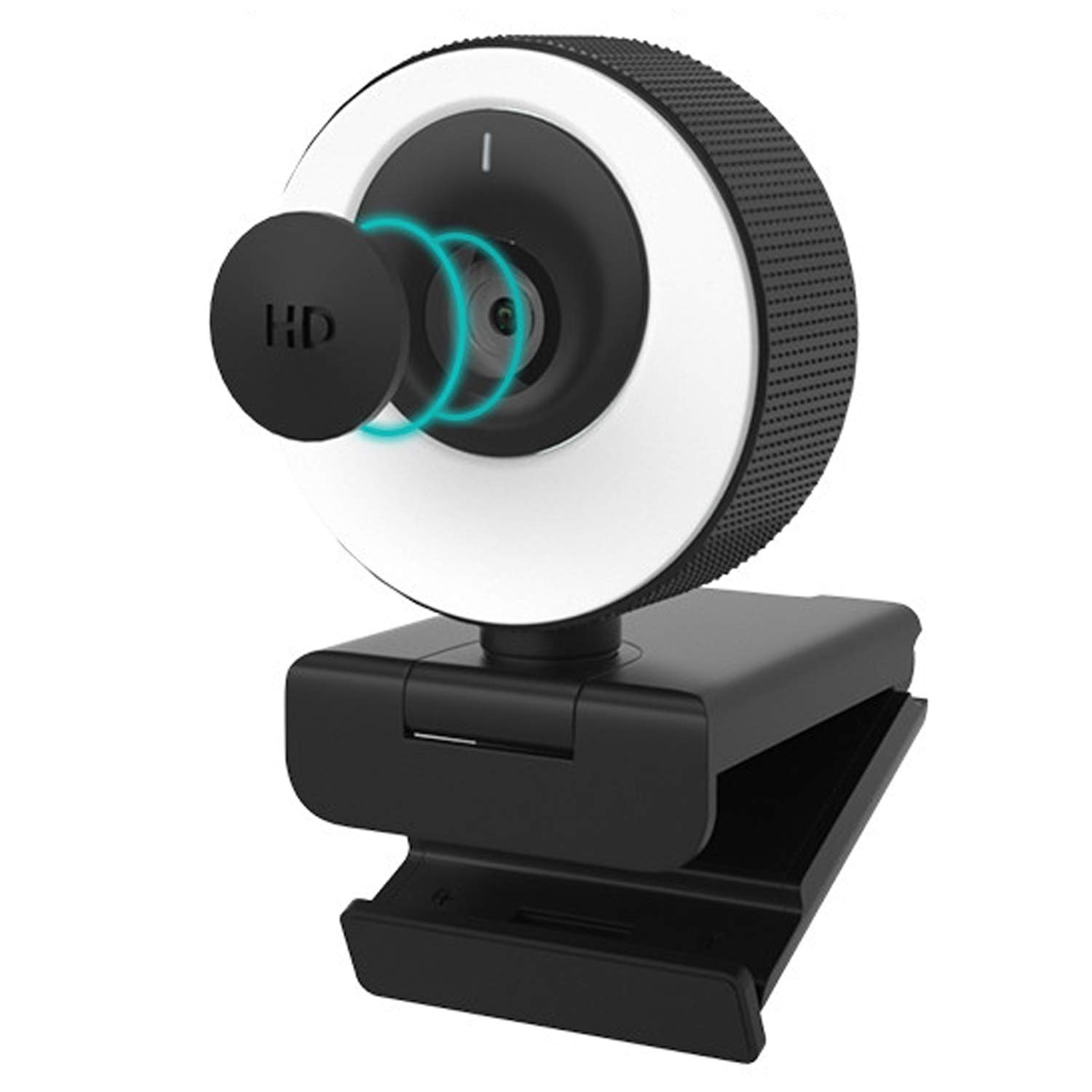 COSHIP 1080P 60FPS Webcam for PC, with Microphone, 2024 Computer Camera with Ring Light, Privacy Cover, Advanced Auto-Focus, Adjustable Brightness, Streaming Web Camera for Zoom Skype