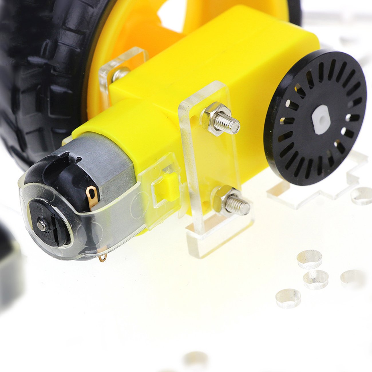 The perseids DIY Robot Smart Car Chassis Kit Educational Toy with Speed Encoder, 4 Wheels and Battery Box for Arduino/Microbit/Raspberry Pi (4 Wheels)