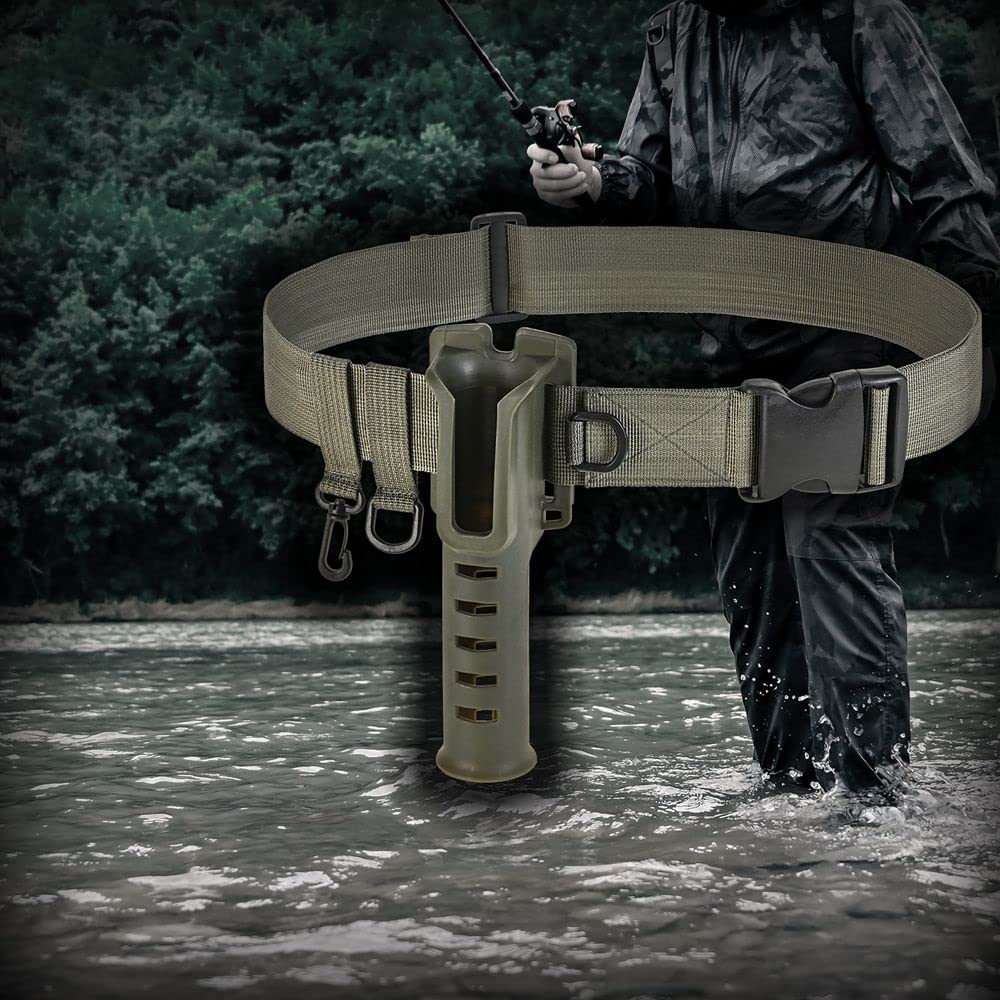 Fishing Rod Belt Strap Frame Fishing Rod Holder Universal Joint Support Bracket Fishing Tools Fishing Rod Rack(Green)
