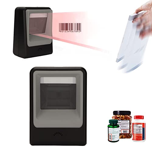 MJ 8200 QR Code Scanner, Omnidirectional Desktop Automatic 1d Barcode Reader with Large Scanning Window, for Pdf417 on Id Cards, Driver's Licenses, Passports, for Supermarkets Libraries Retail Stores