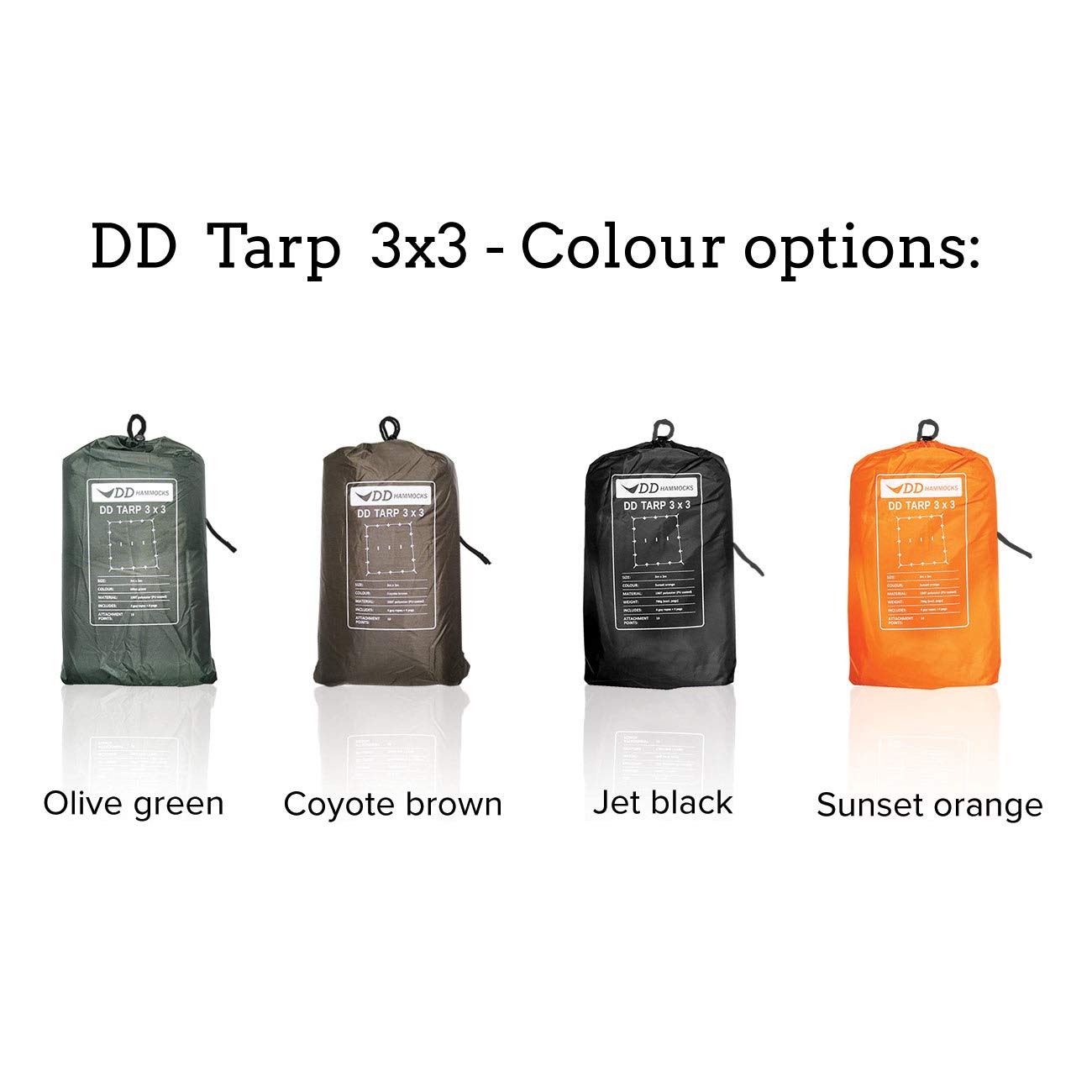 DD Hammocks - DD Tarp 3x3 - Jet Black (10ft x 10ft) - 100% Waterproof - Lightweight & Multifunctional Stealth Rainfly Tarp Tent Shelter for Bushcraft & Camping