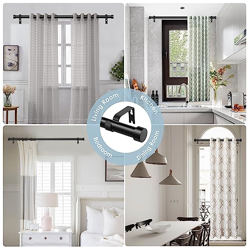 VOIIY Curtain Rods for Windows 48 to 84 Inch(4-7 Feet),Black 1'' Diameter Drapery Rods with End Cap Style Design,Modern Adjustable Heavy Duty Curtain Rod,Size:36''-88''