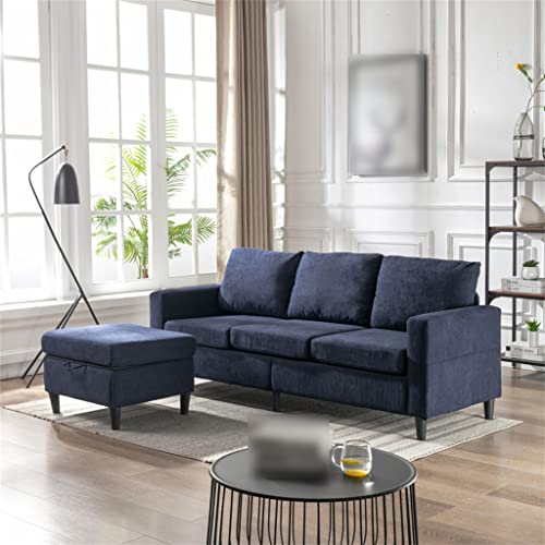 sgzyl Convertible Sectional Sofa with Two Pillows,Living Room L-Shape 3-Seater Upholstered Couch for Small Space