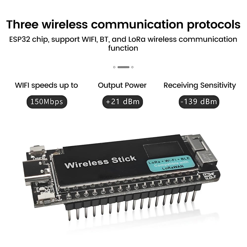 DollaTek ESP32 Wireless Stick Lora+WiFi+BLE Development Board with 0.49inch OLED Display Screen SX1276 Module for Arduino 868MHz - 915MHz