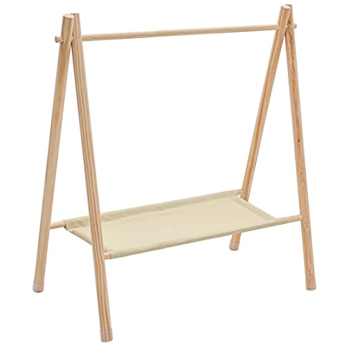 Morimoe Garment Rack for Pets/Dolls/Baby, Hanger Rack, Dress up Storage, Clothes Organizer, Wooden (Beige, Large)