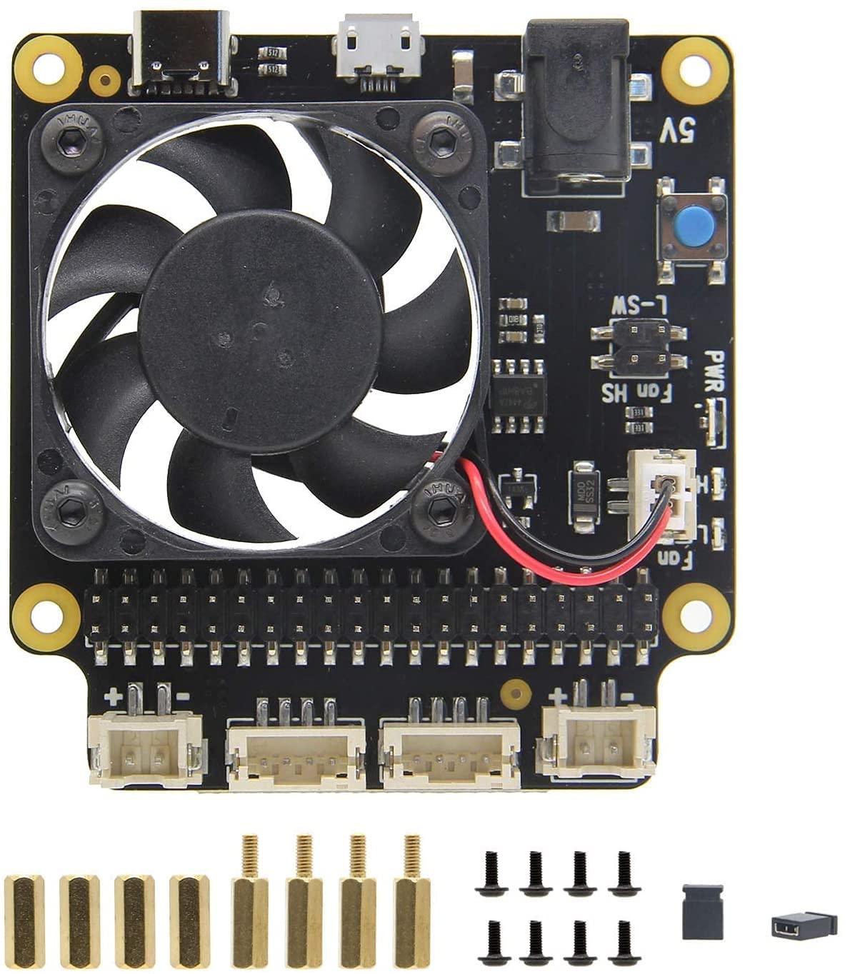 DollaTek X735 V2.0 Power Management with Safe Shutdown and Auto Cooling Function Expansion Board for Raspberry Pi 4 Model B/Pi 3B+(Plus) /3B