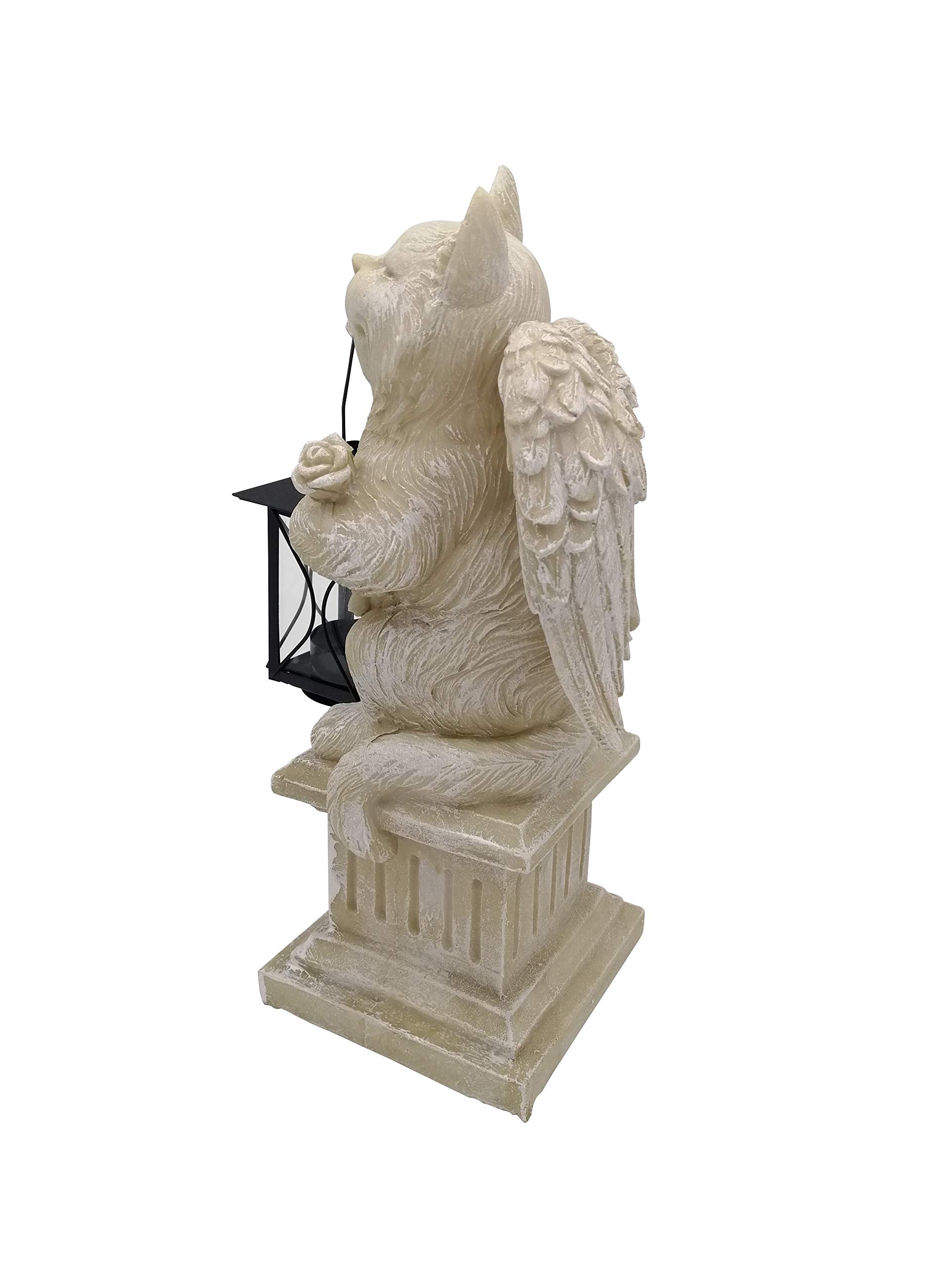 Comfy Hour Loving Memory Collection Resin Memorial Cat Angel Taking A Lantern Pet Status Light Gray Perfect for Home Or Outdoor Garden