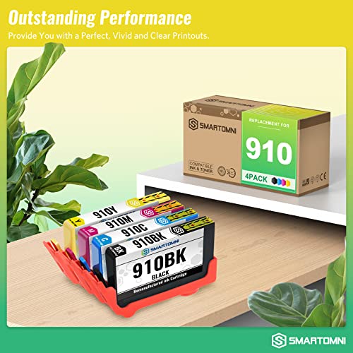 S SMARTOMNI 910 Remanufactured 910 XL Ink Cartridge Replacement for HP 910XL 910 Ink Cartridge for use in HP OfficeJet Pro 8015 8018 8020 8022 8024 8025 8028 8031 8033 8034 8035 (KCMY, 4 Pack)