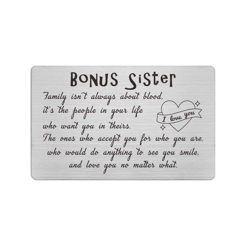Stepsister Unbiological Sister Gifts, Birthday Card Gifts for Friends female Like Sisters, Gifts for Sister In Law, Step Sister Gifts for Christmas Mother's Day