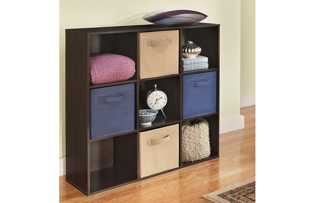 ClosetMaid 9 Cube Laminated Wood Stackable Open Bookcase Display Shelf Organizer for Household, Living Rooms, and Studies, Espresso