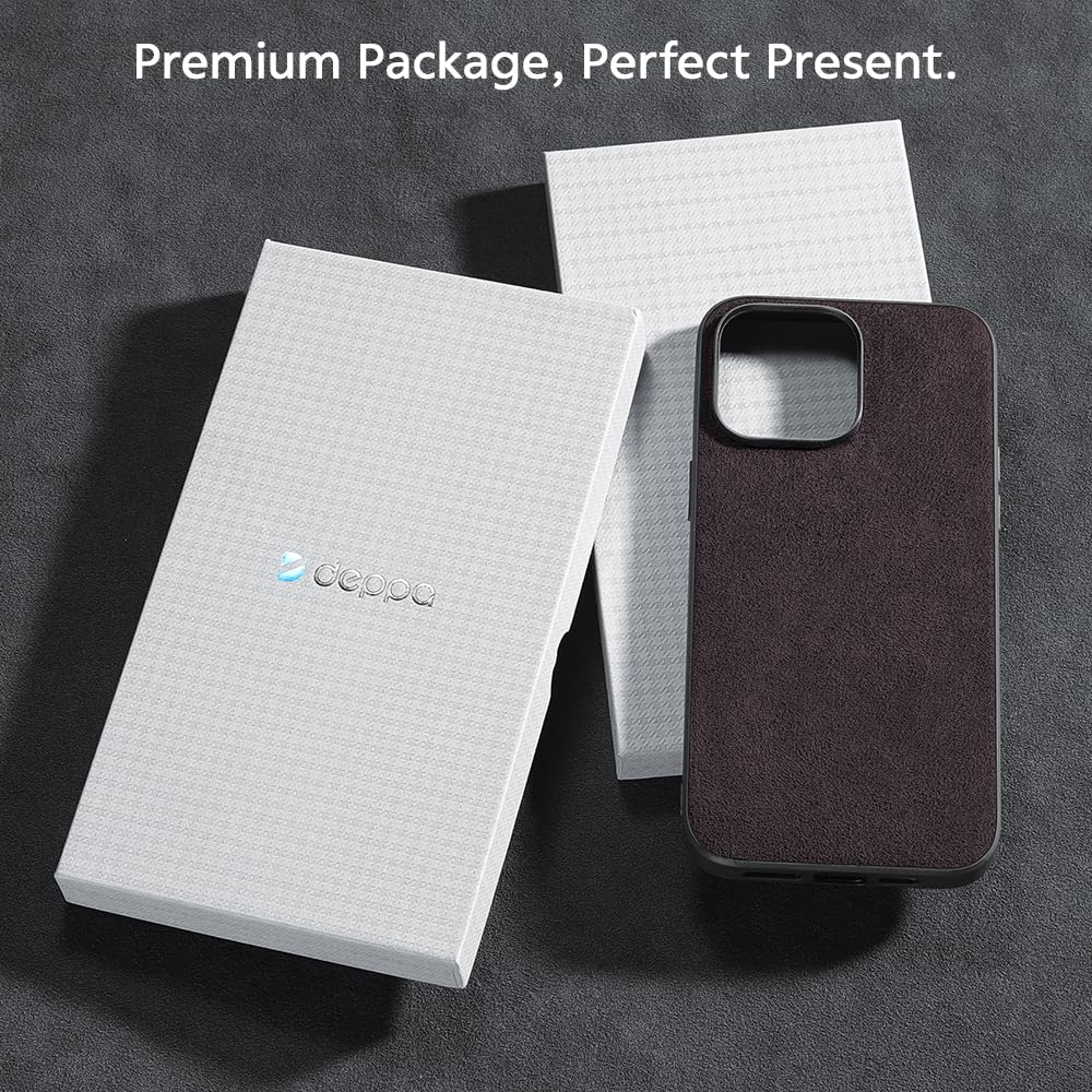 Deppa Alcantara case for iPhone 14 Pro Max (6.7') Shockproof Slim Magnetic Cover with Magsafe Wireless Charging [Genuine Italian Alcantara] Enhanced Camera Protection| (Wine Purple-9076)