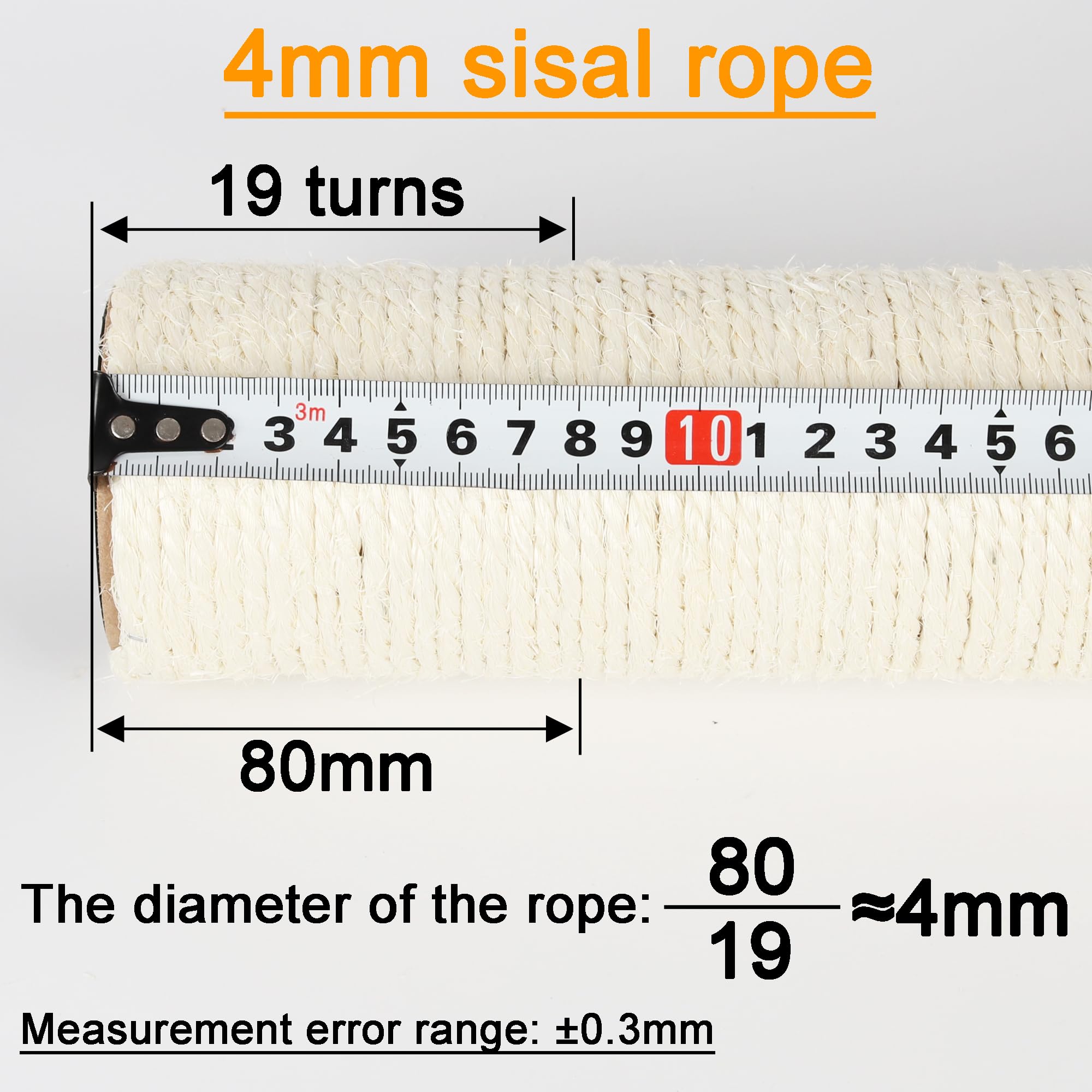 NEUMIHARO 4 Pcs 3.1in 7.9cm Diameter Cat Scratching Post Replacement Sisal Pole with Screws and Bolts and Wrench for Cat Tree Condo (40cm/15.75in, M10)