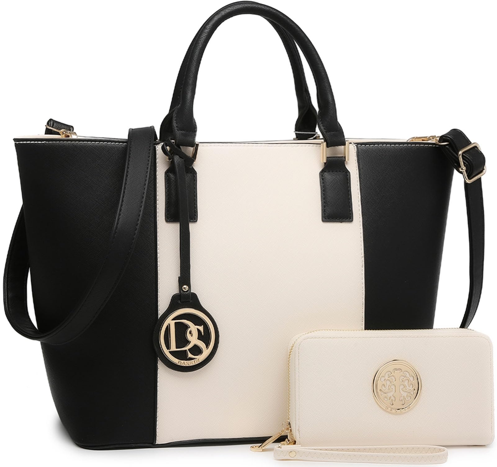 Dasein Two Tone Purses and Handbags for Women Tote Bags with Matching Wallet and Shoulder Strap