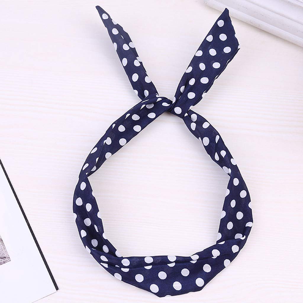 Women's Headbands Vintage Polka Dot Printing Twisted Knotted Criss Cross Elastic Scarf Hair Band Accessories